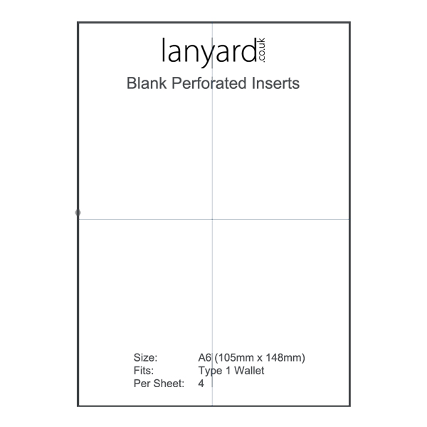 A4 Perforated Badge Insert Sheets - 105mm x 148mm (A6) | Lanyards Shop UK